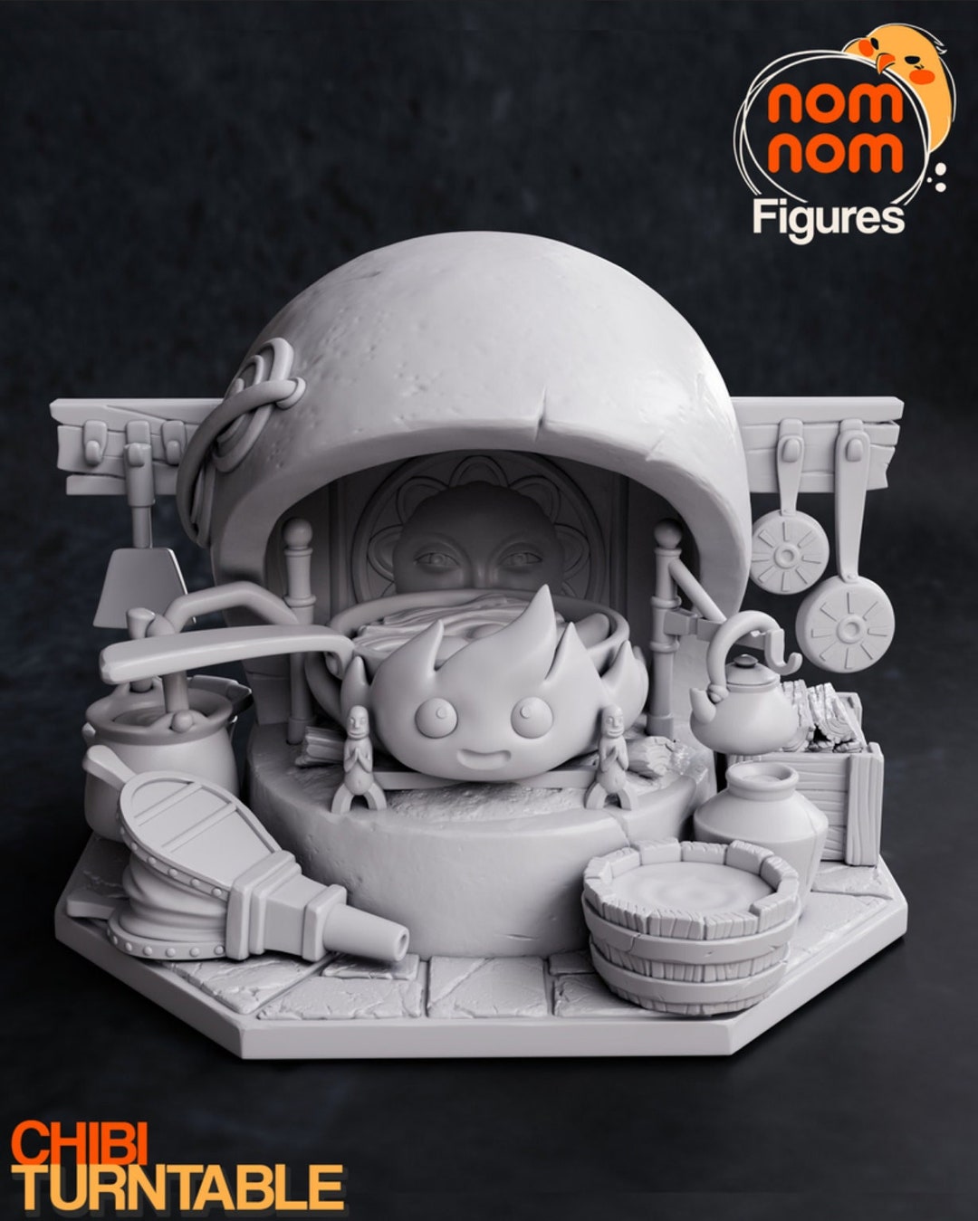 Chibi Calcifer Howls Moving Castle Figurine Diorama Miniature Statue ...