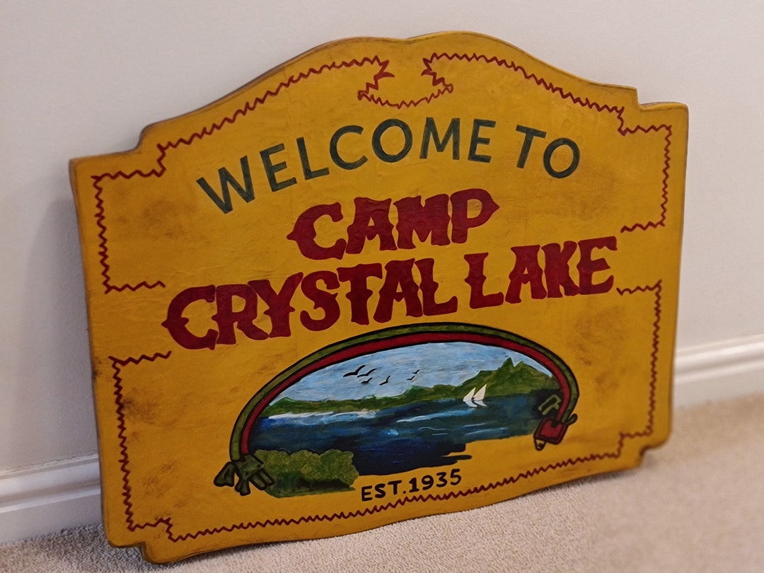 1:1 Camp Crystal Lake Sign. Hand Painted. 10mm Thick - Friday the 13th ...