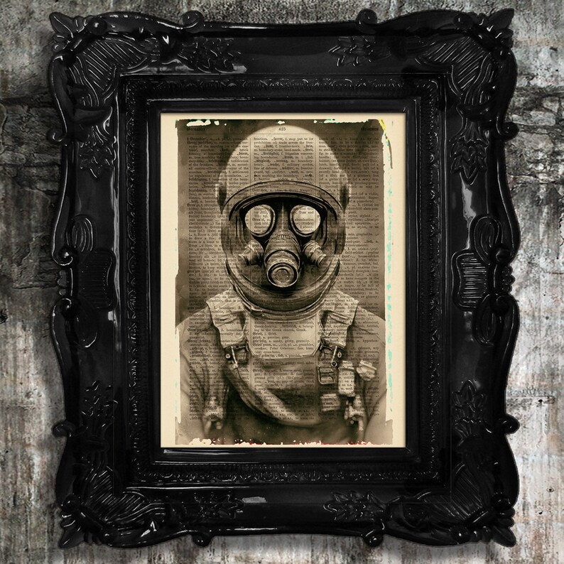 Morbid Astronaut Collage Dark Art Print Real Vintage Page - Etsy