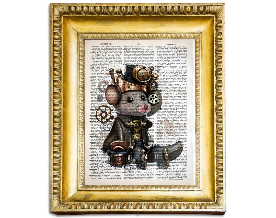 Watchmaker Mouse - Steampunk Dictionary Art Print, Fine Art Print ...