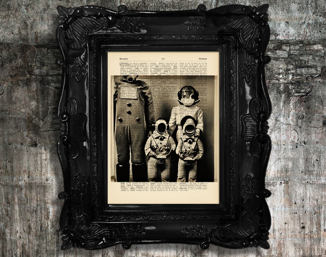 Phobos Manor Collage Dark Art Print, Real Vintage Page Dictionary ...