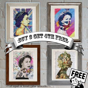 The Queen Elizabeth II - the Union Jack 3 - Literary Poster Gift, Pop ...