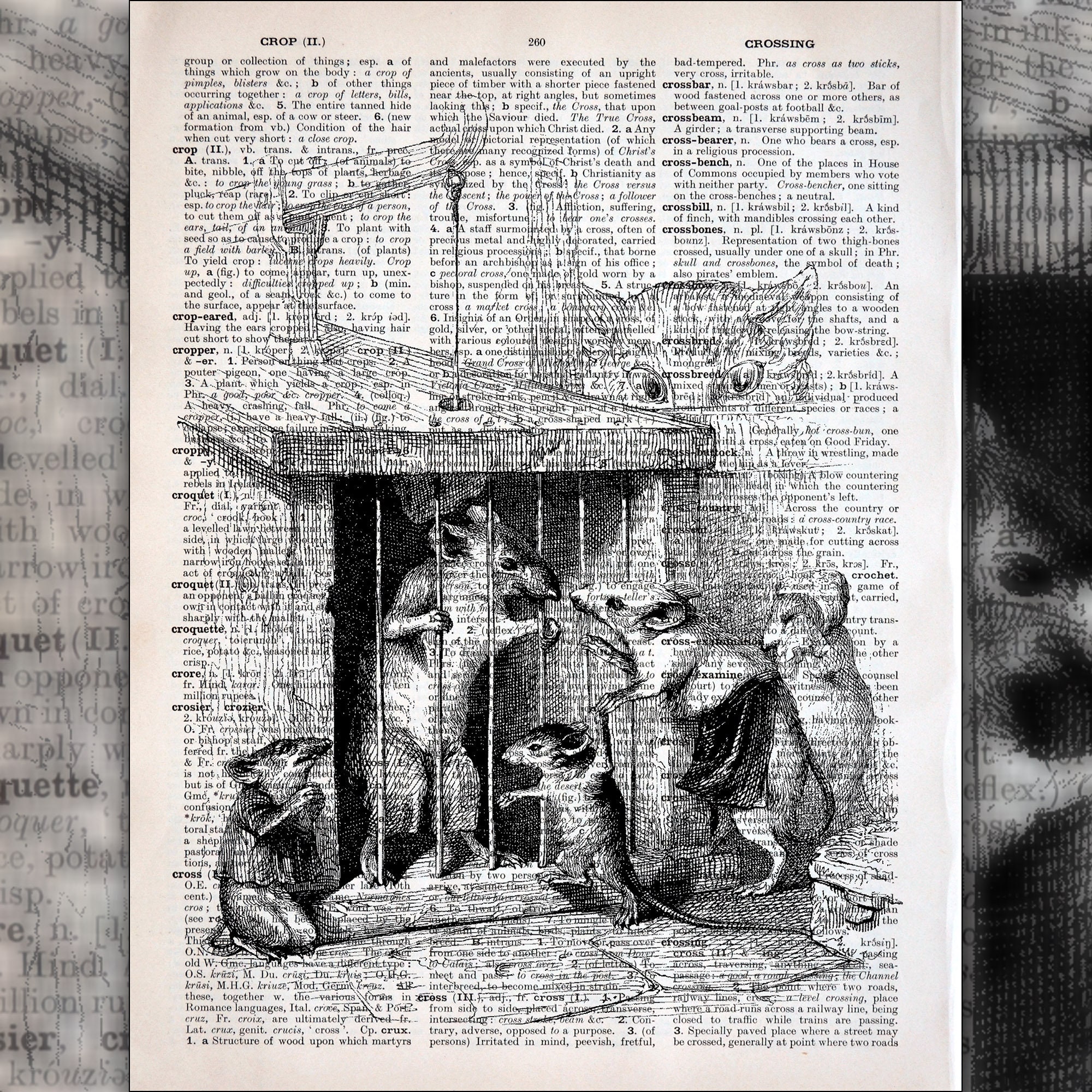 Mouse Prison Real Vintage Page Dictionary Literary Poster - Etsy