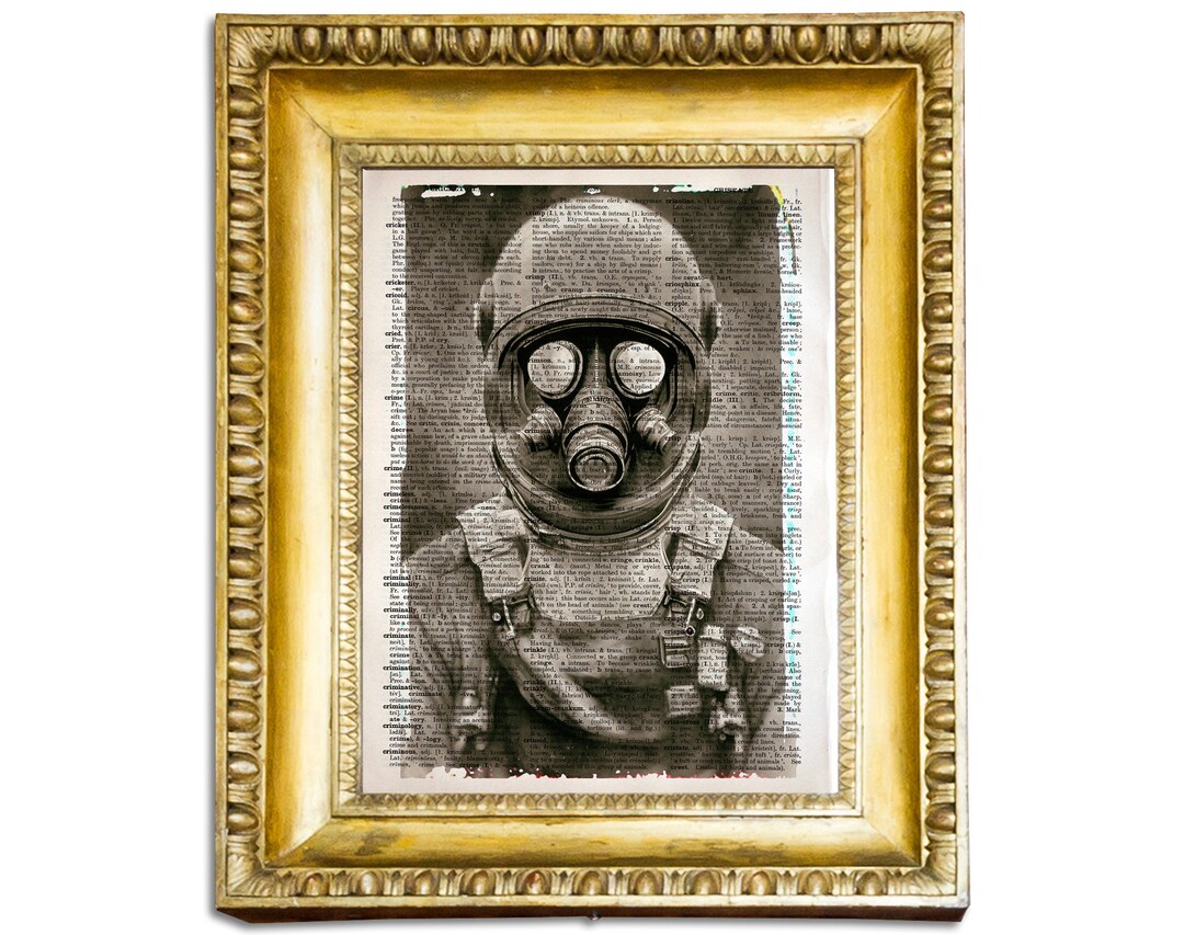 Morbid Astronaut Collage Dark Art Print, Real Vintage Page Dictionary ...