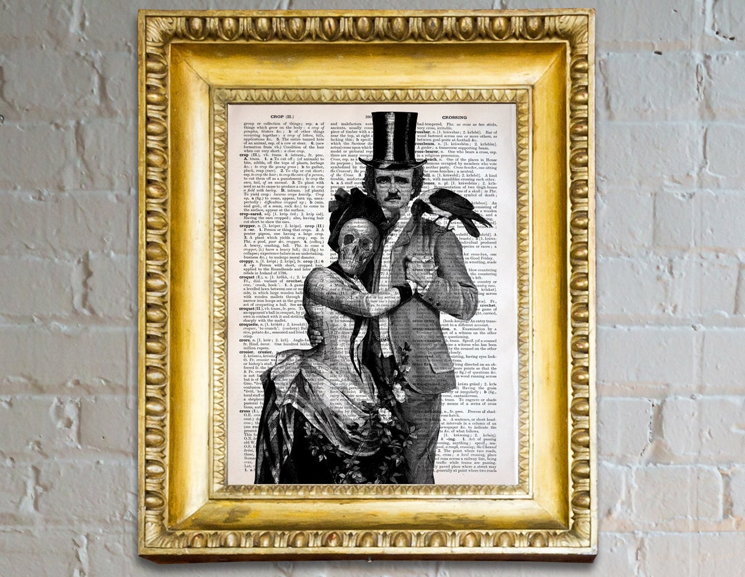 Edgar Allan Poe & Lady Skull Print – Victorian Gothic Art on Vintage ...