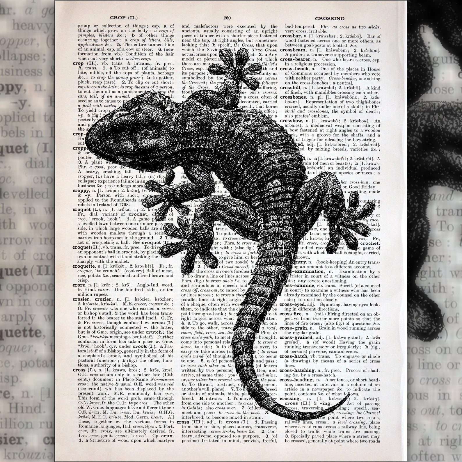 Crawling Lizard 2 Art Poster, Gift, Literary Poster Gift, Reptiles ...