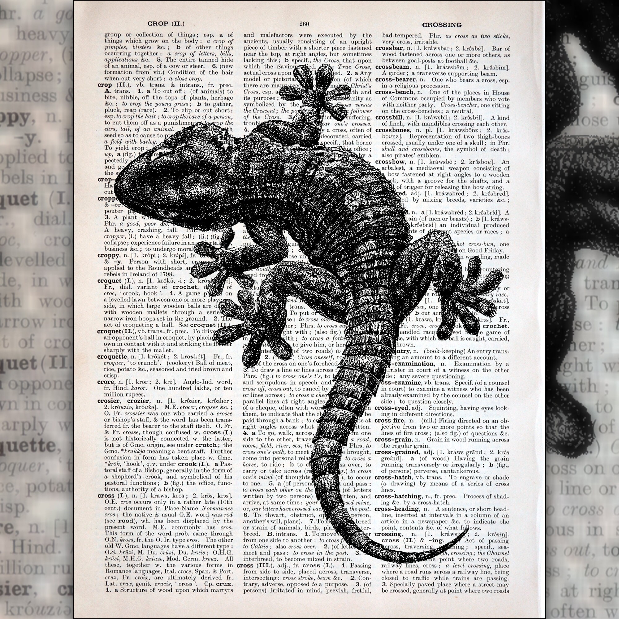 Crawling Lizard 2 Art Poster, Gift, Literary Poster Gift, Reptiles ...