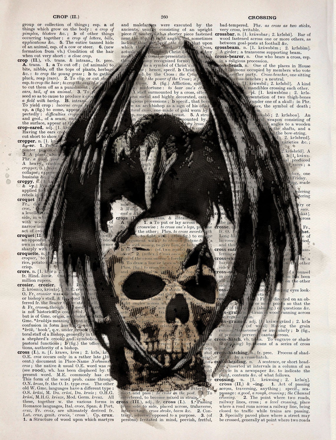 Raven & Skull Nevermore Edgar Allan Poe Vintage Page | Etsy