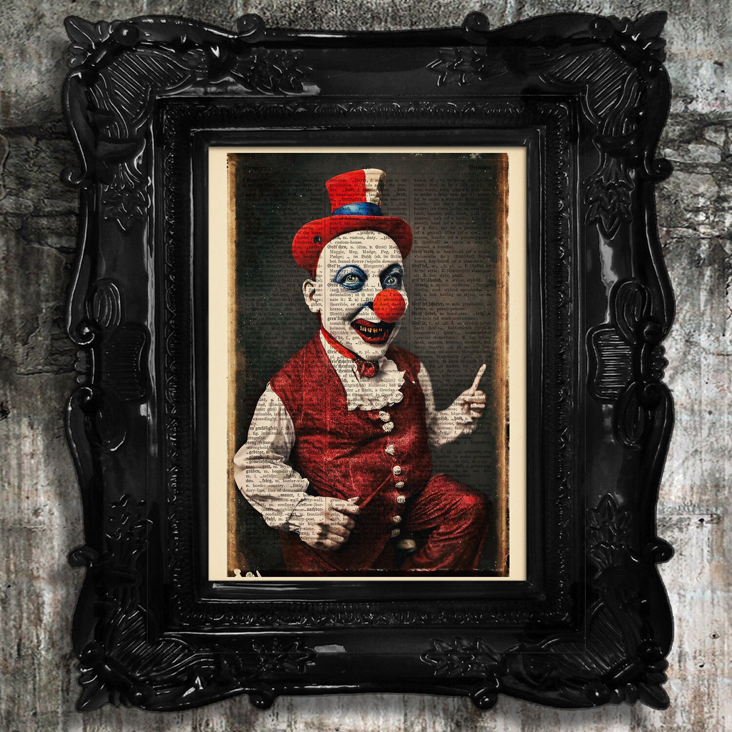 Unsettling Clown Collage Dark Art Print Real Vintage Page - Etsy UK