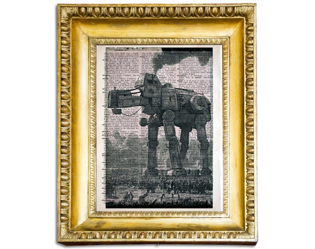 Steampunk AT-AT Collage Dark Art Print Real Vintage Page Dictionary ...