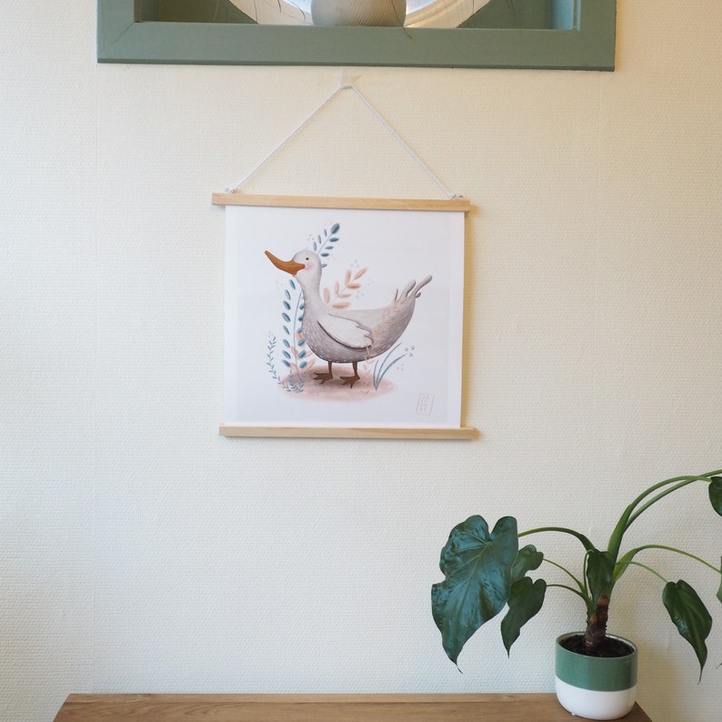 Illustrated Cute Duck at the Pond Poster for Nursery - Etsy