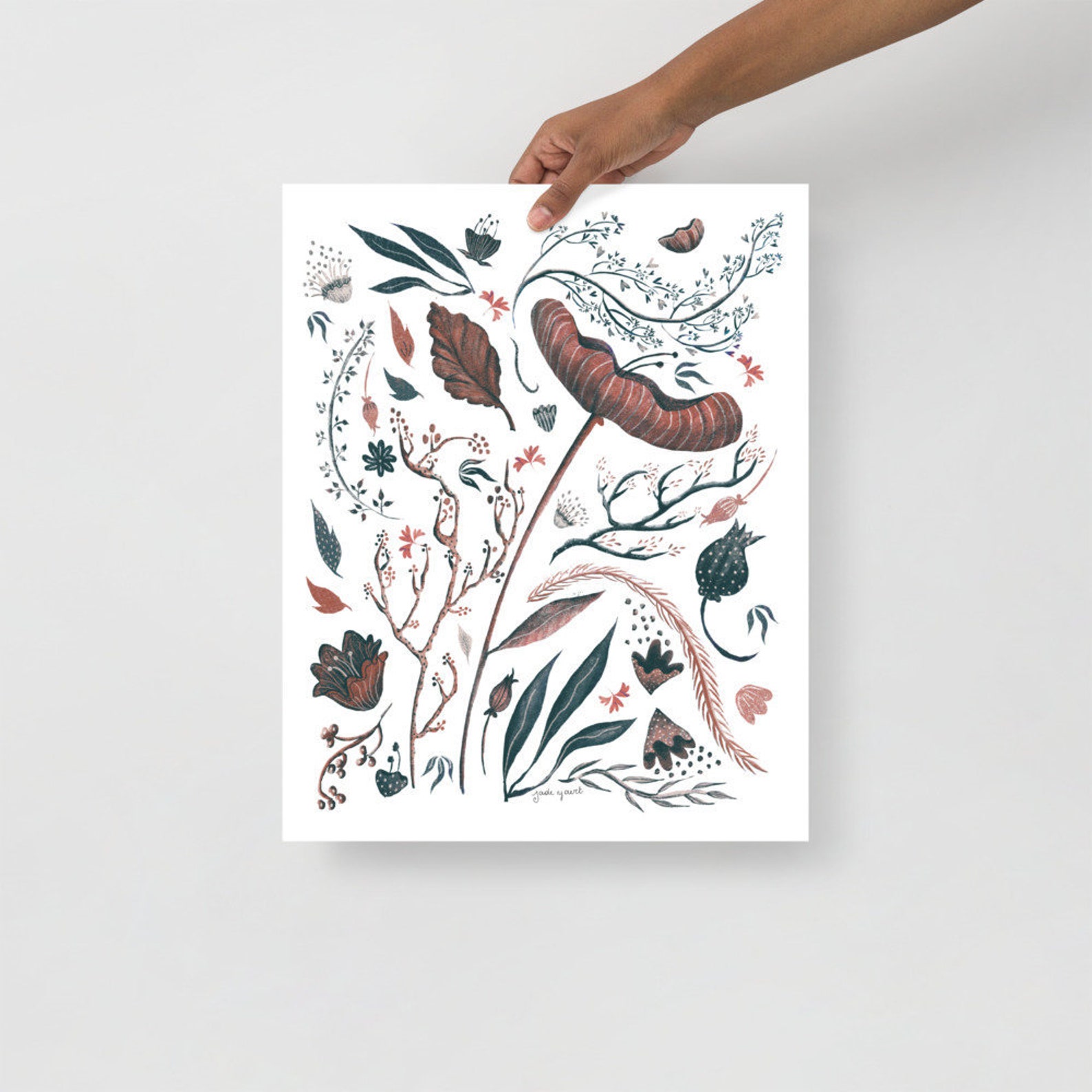 Cottage Core Inspired Floral Poster in Pink and Green - Etsy