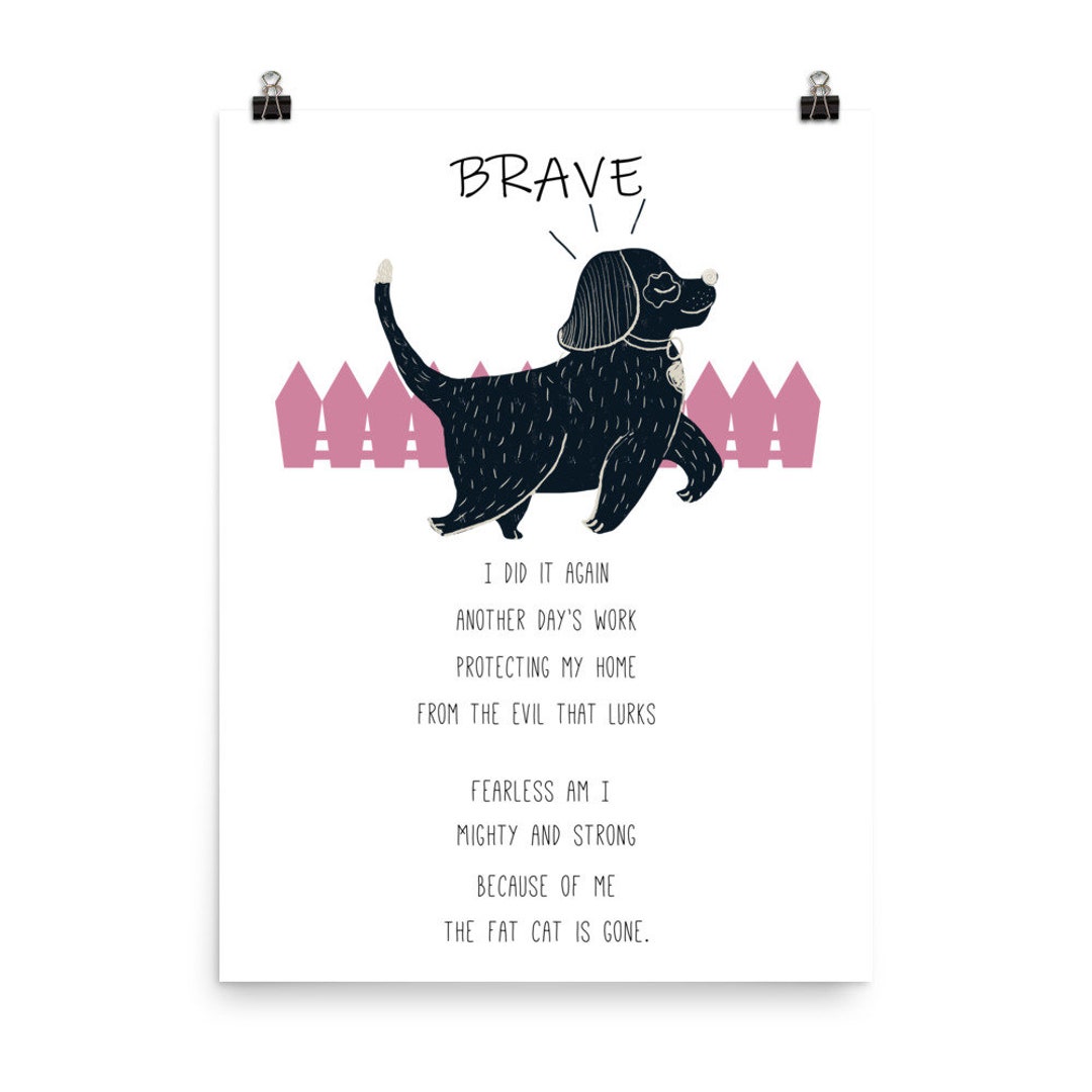 Brave Cute Illustrated Dog Poem Print - Etsy