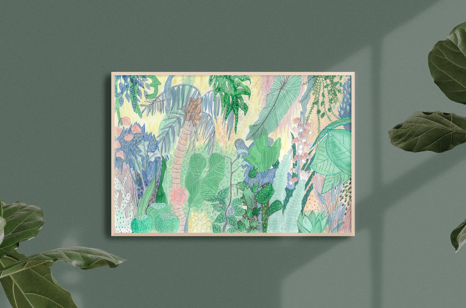 Pastel Jungle Illustration - Pastel Jungle Poster Print - Etsy