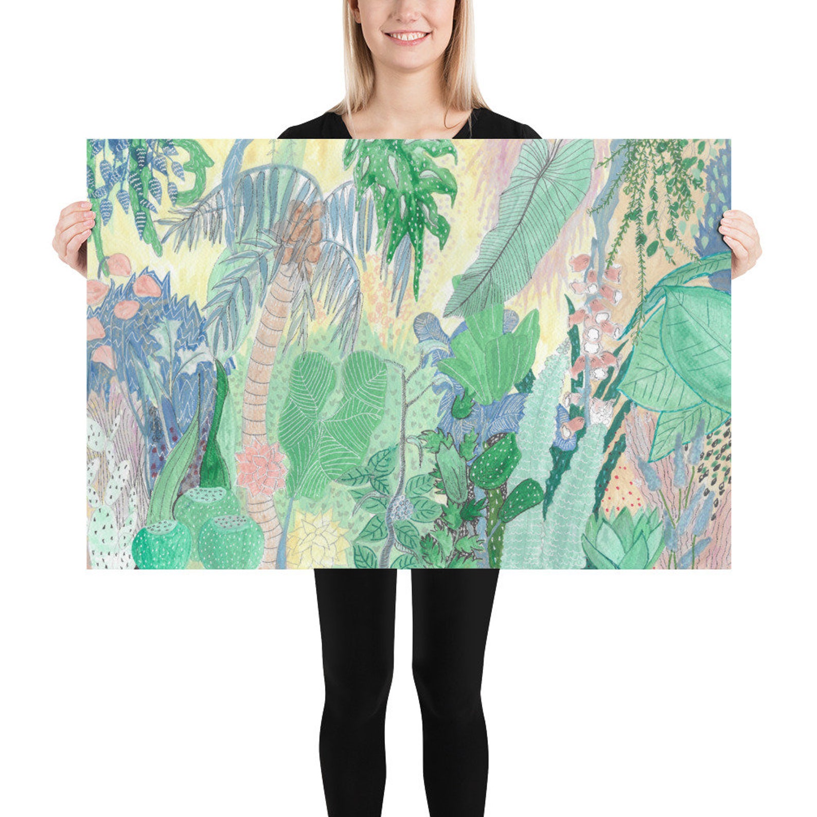 Pastel Jungle Illustration - Pastel Jungle Poster Print - Etsy
