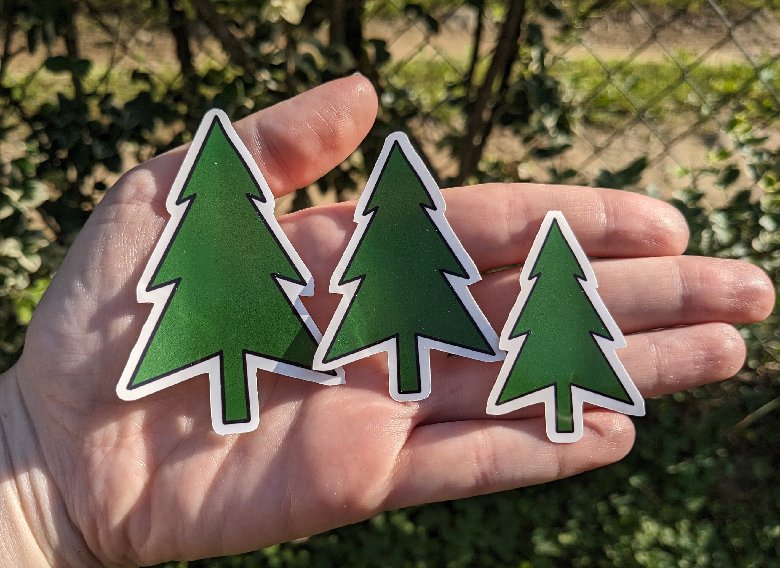 Set of 3 Green Pine Trees Sticker, Christmas Trees, Vinyl Die-cut ...