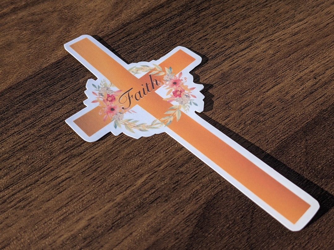 Faith Floral Cross Vinyl Sticker, Floral Wreath Cross, Flowers ...