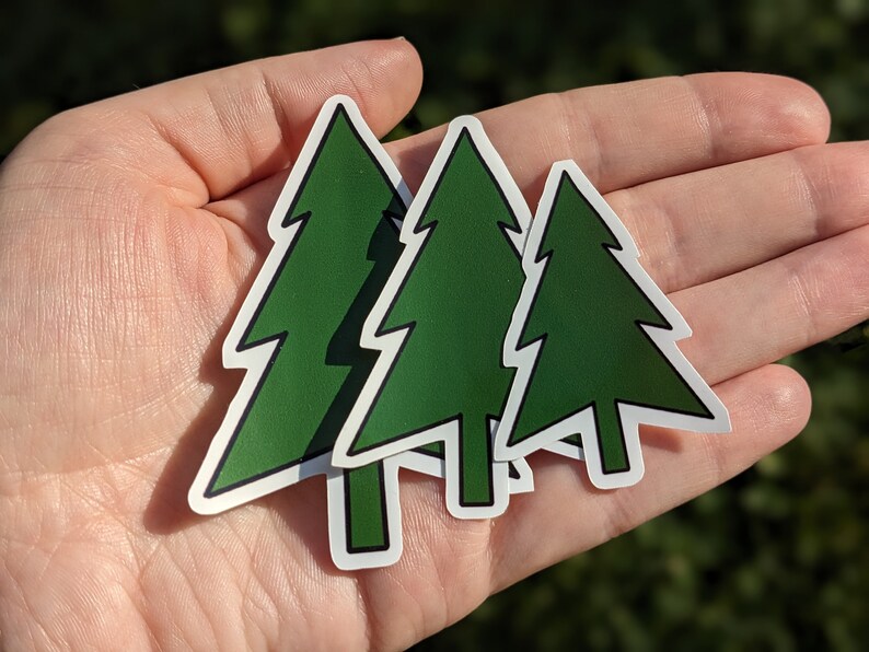 Set of 3 Green Pine Trees Sticker, Christmas Trees, Vinyl Die-cut ...