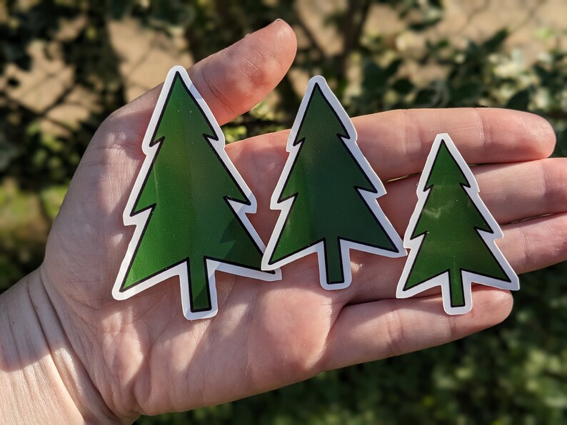 Set of 3 Green Pine Trees Sticker, Christmas Trees, Vinyl Die-cut ...