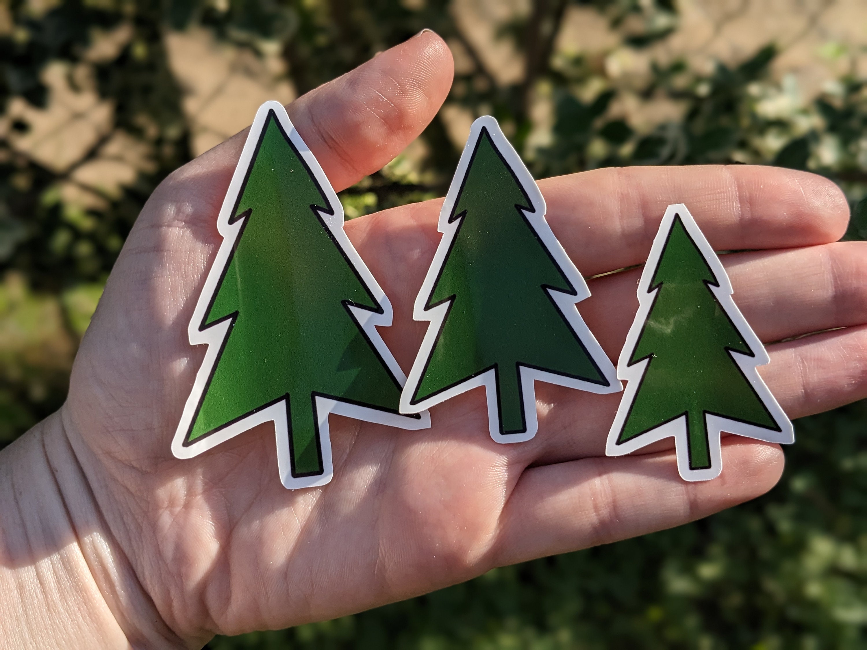 Set of 3 Green Pine Trees Sticker, Christmas Trees, Vinyl Die-cut ...