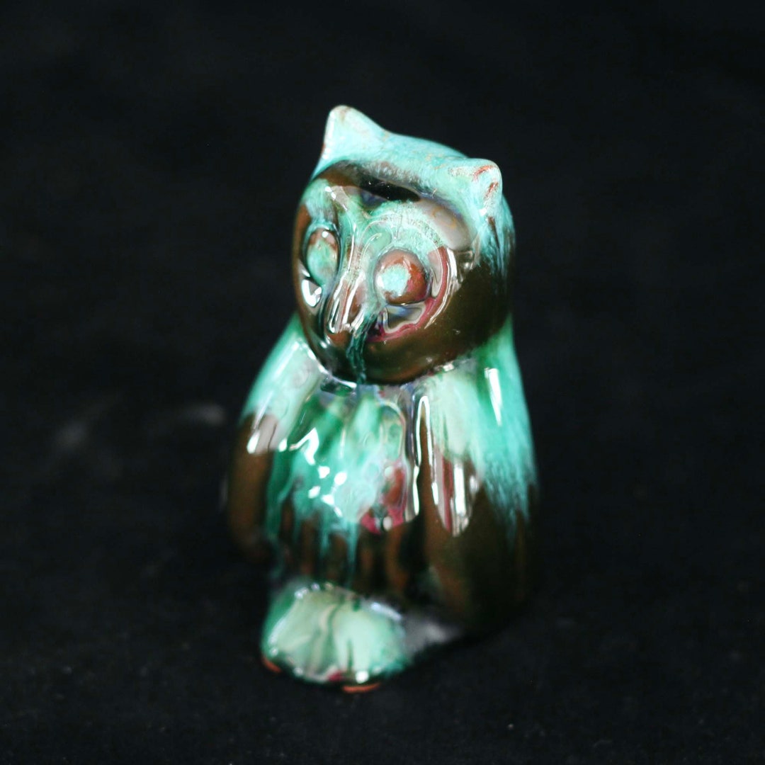 MCM Owl 3.5" Tall Blue Mountain Pottery Housewarming Gift Drip Glaze ...