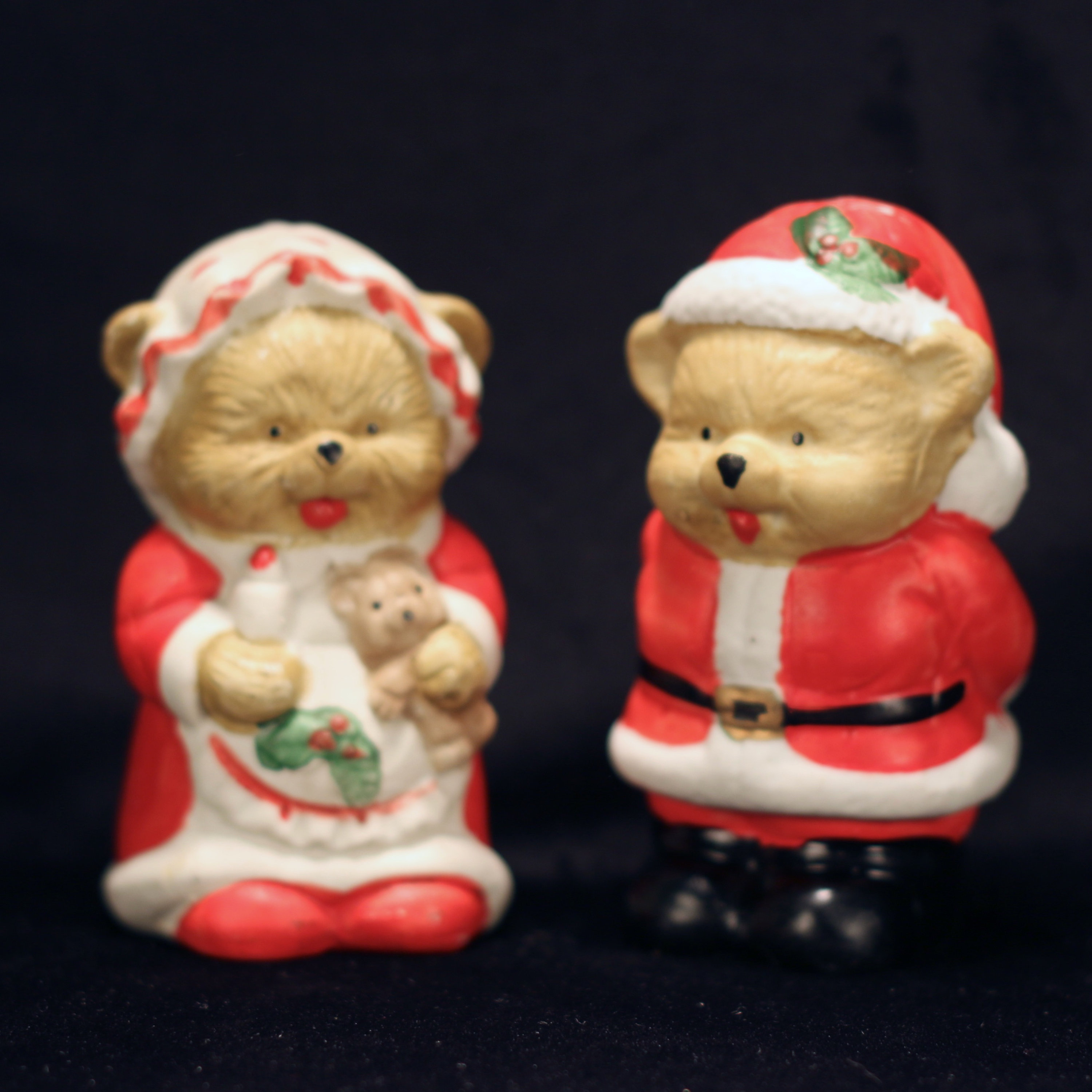 Vintage Santa and Mrs Clause Bear Christmas Holiday Festive Salt and ...