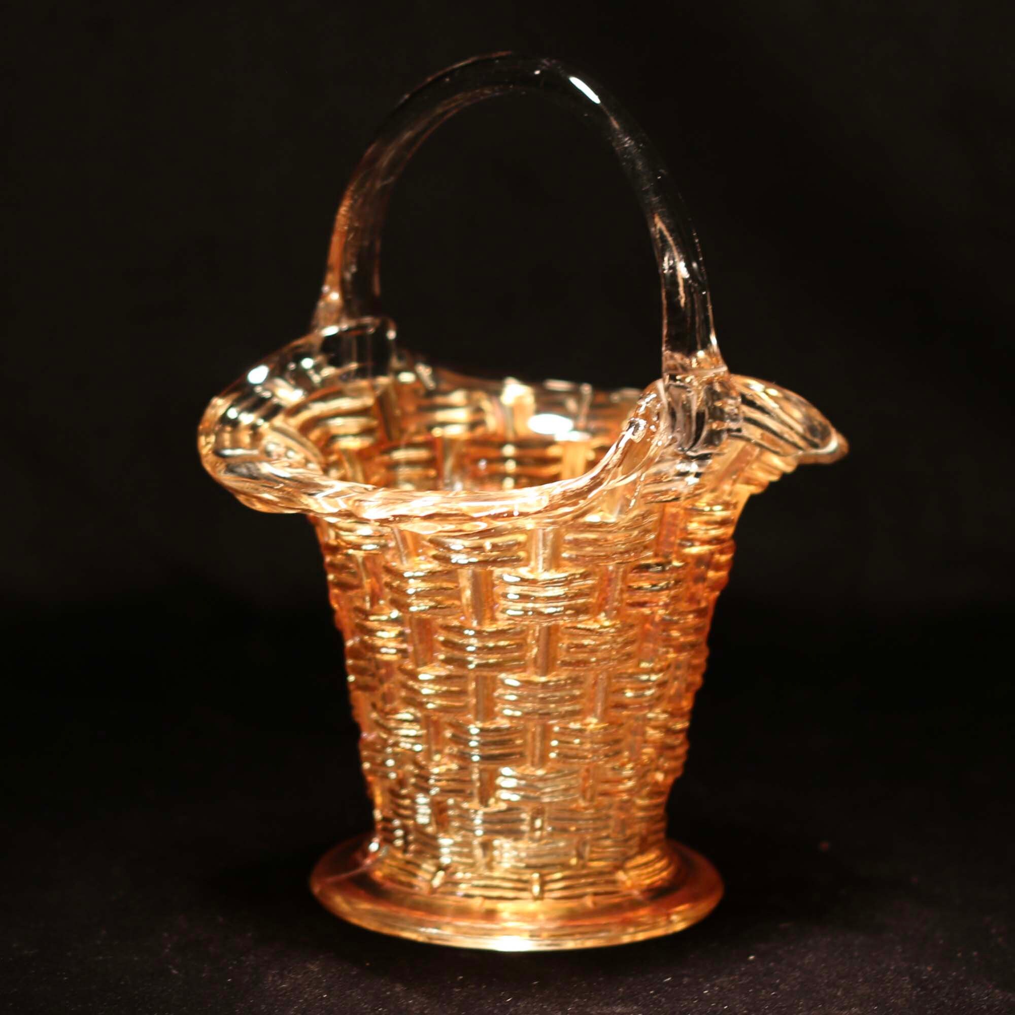 Antique Marigold Carnival Glass Handled Basket by Dugan Glass Company ...