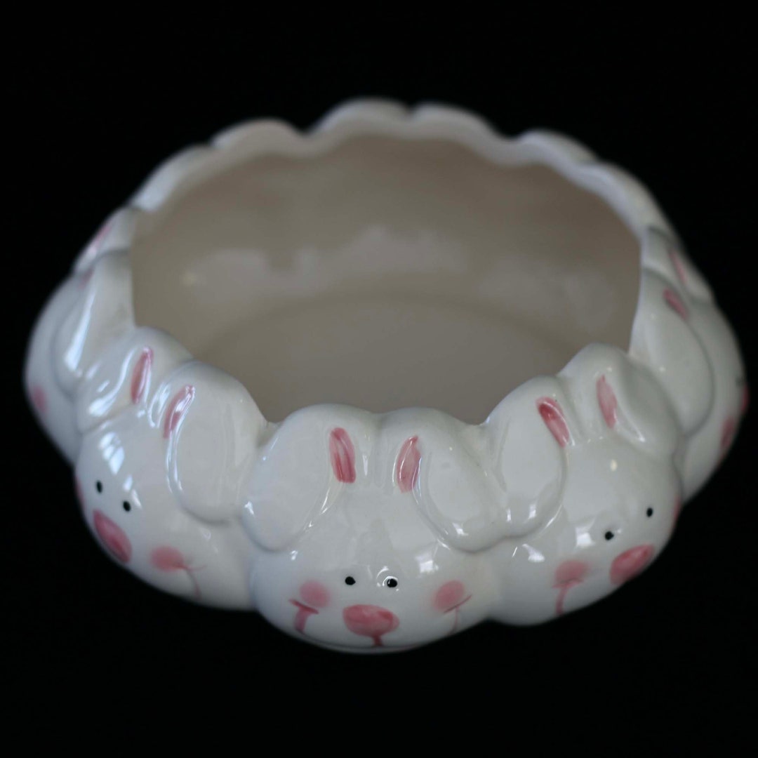 Vintage Bunny Soap Dish Rabbit Sponge Holder Summer Candy Bowl Pink ...