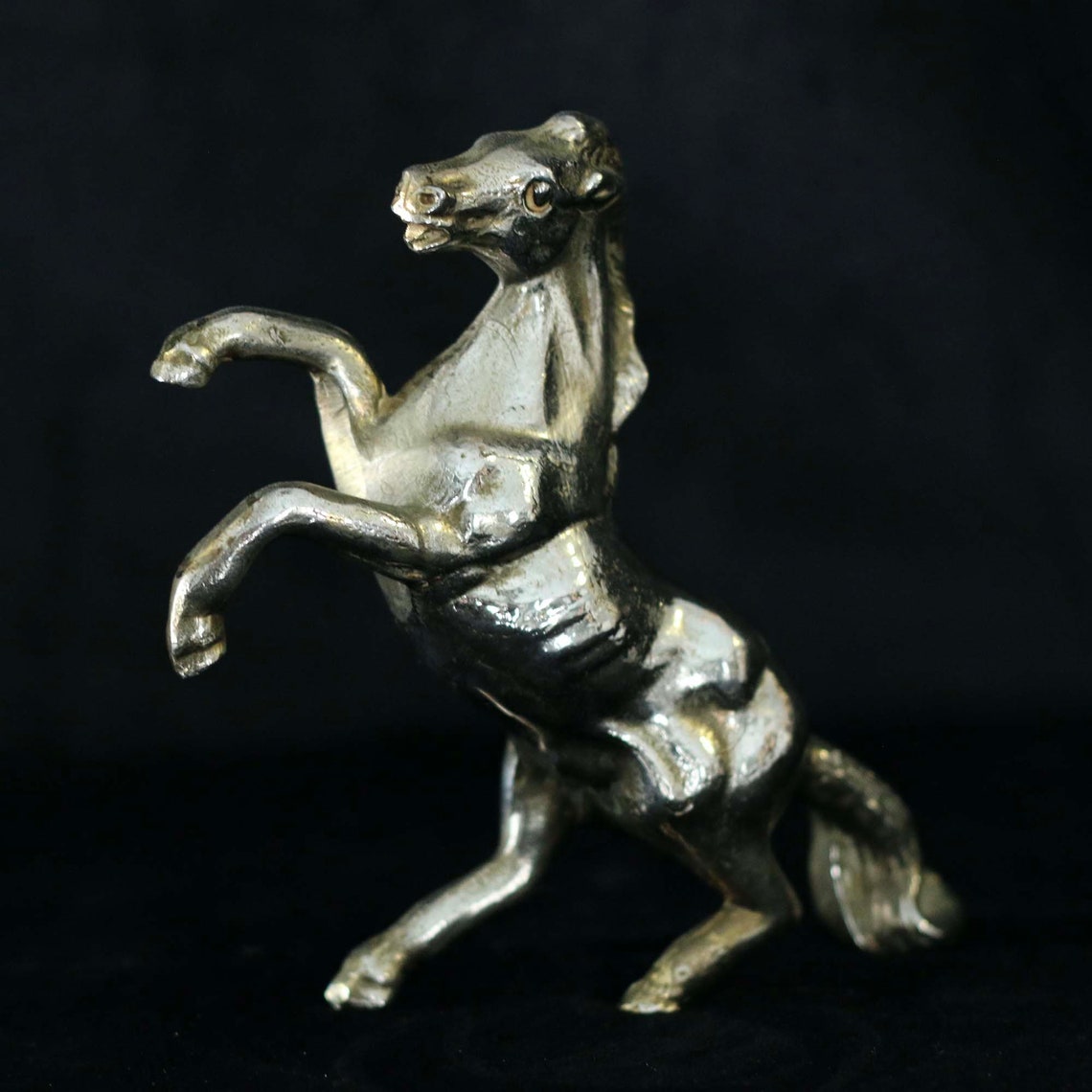 Vintage chrome look metal horse figurine Horse lover Horse | Etsy