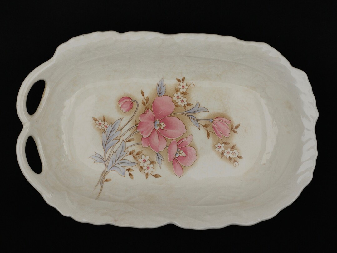 Vintage Lusterware Pink Floral Porcelain Kakuzyu Japan Serving/vanity ...