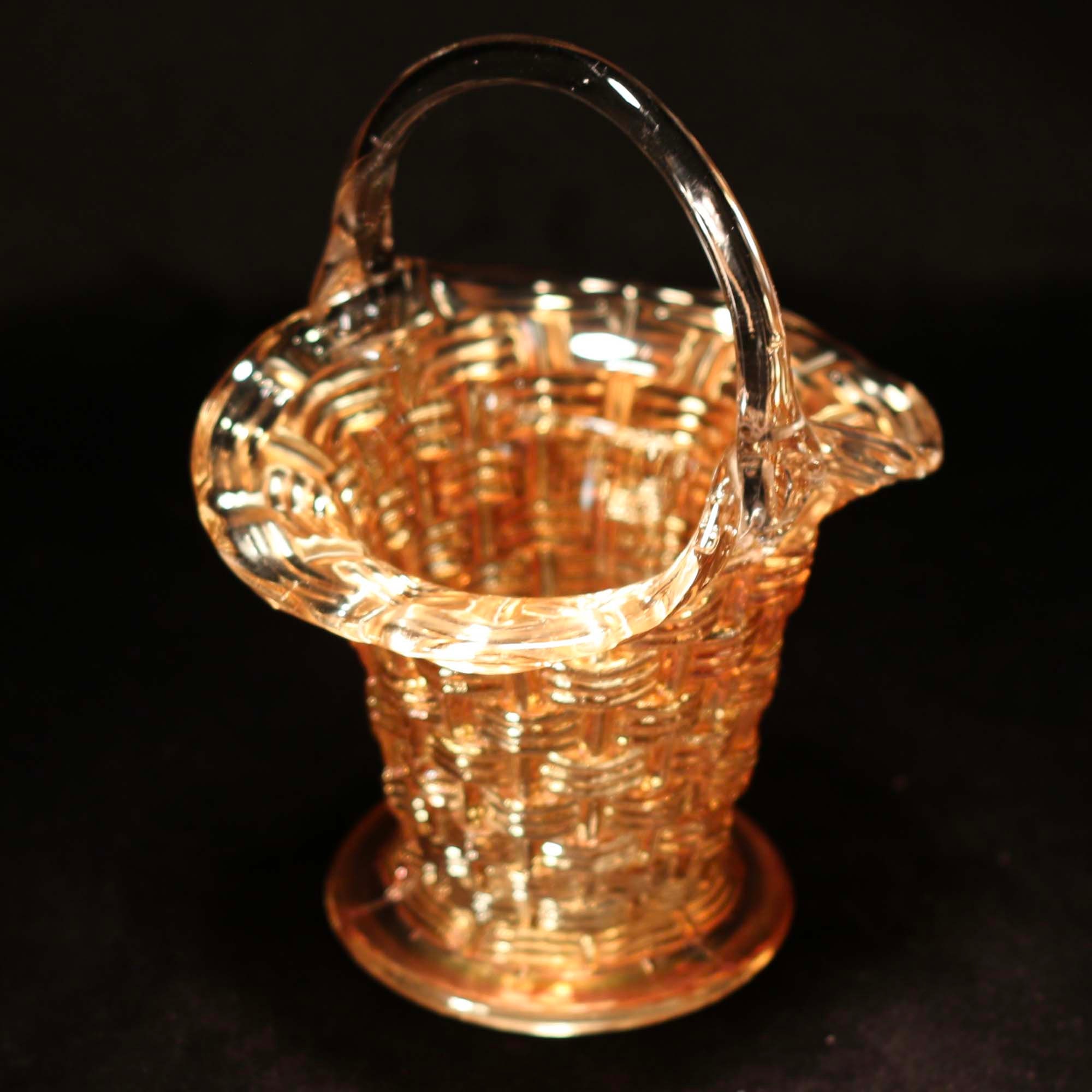 Antique Marigold Carnival Glass Handled Basket by Dugan Glass Company ...