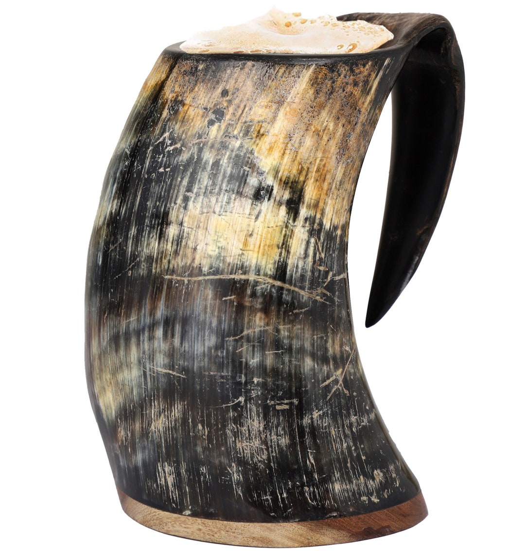 Viking Drinking Horn Mug Handmade Large Horn Mug Tankard 12 to 40 Oz ...