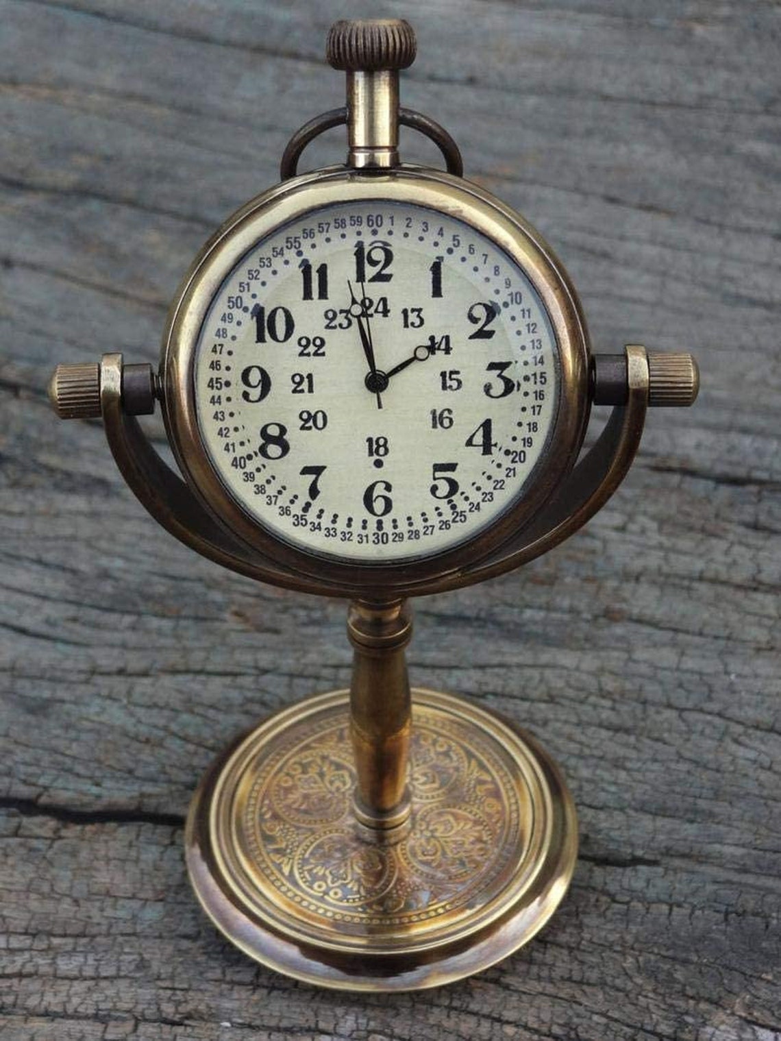 Analog Desk Clock for Office Tabletop Antiquated Brass | Etsy Analog Desk Clock for Office Tabletop Antiquated Brass | Etsy