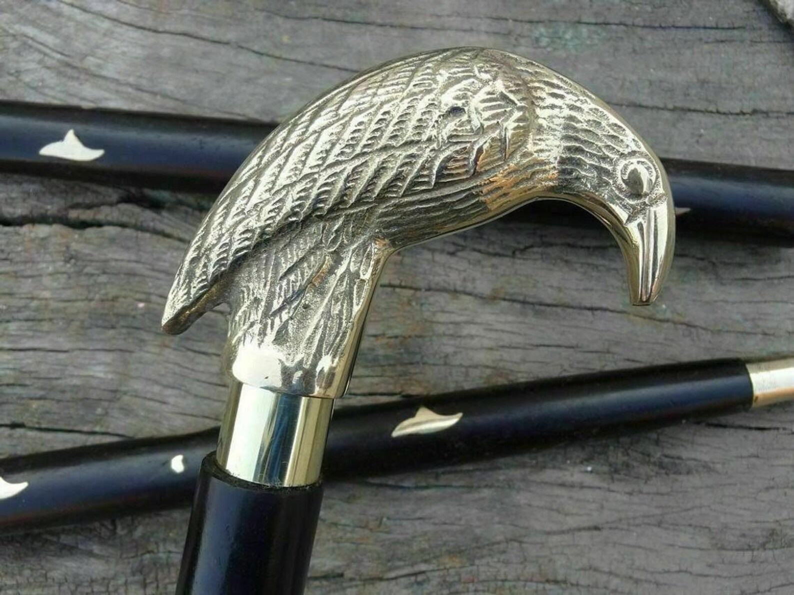 Rosewood Crafted Handmade Walking Stick Cane Bird Head Brass - Etsy
