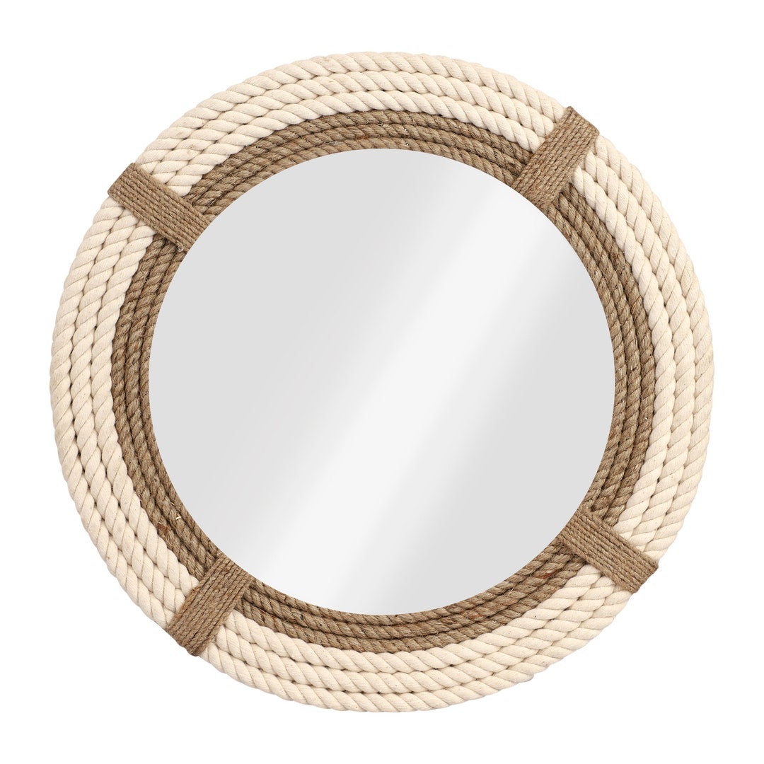 Round Rope Wall Mirror Nautical Jute Rope Mirror, Large Wall Mirror ...