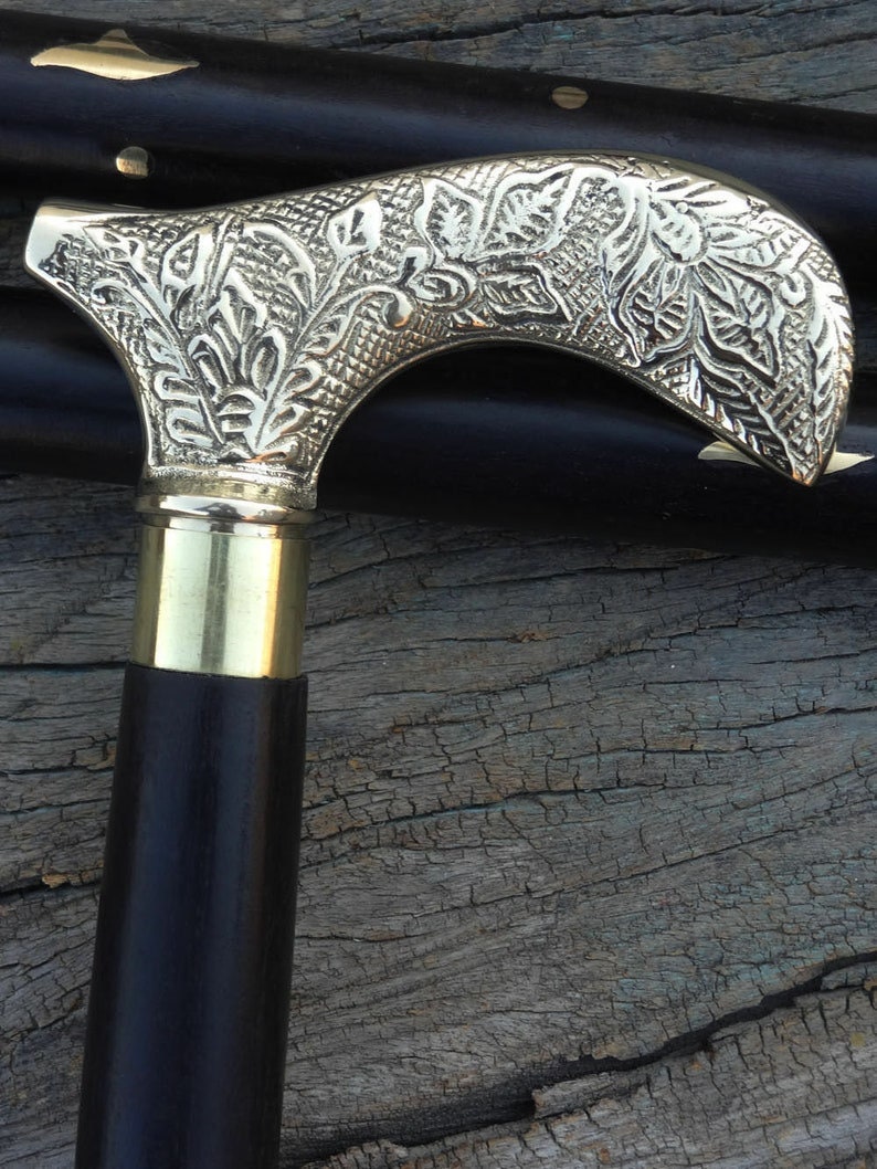 Wooden Vintage Walking Cane Stick Beautiful Brass Head - Etsy