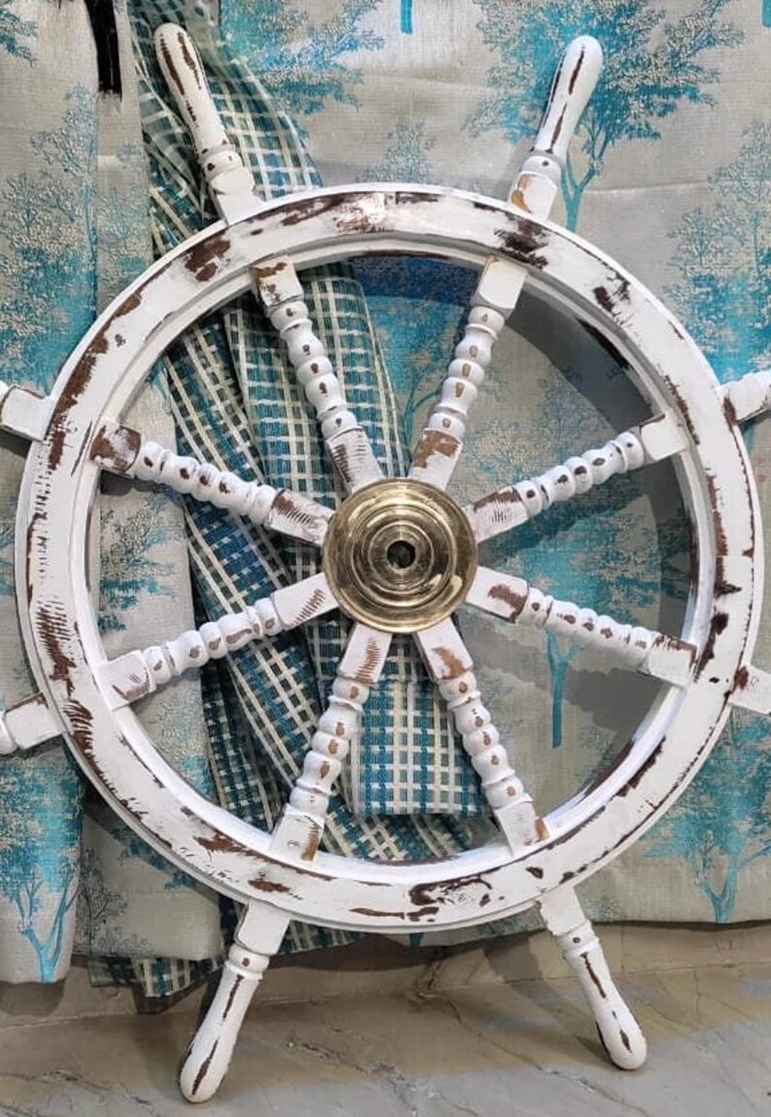 Wooden Ship Steering Wheel Pirate Rustic Captain Ship Wheel Nautical ...
