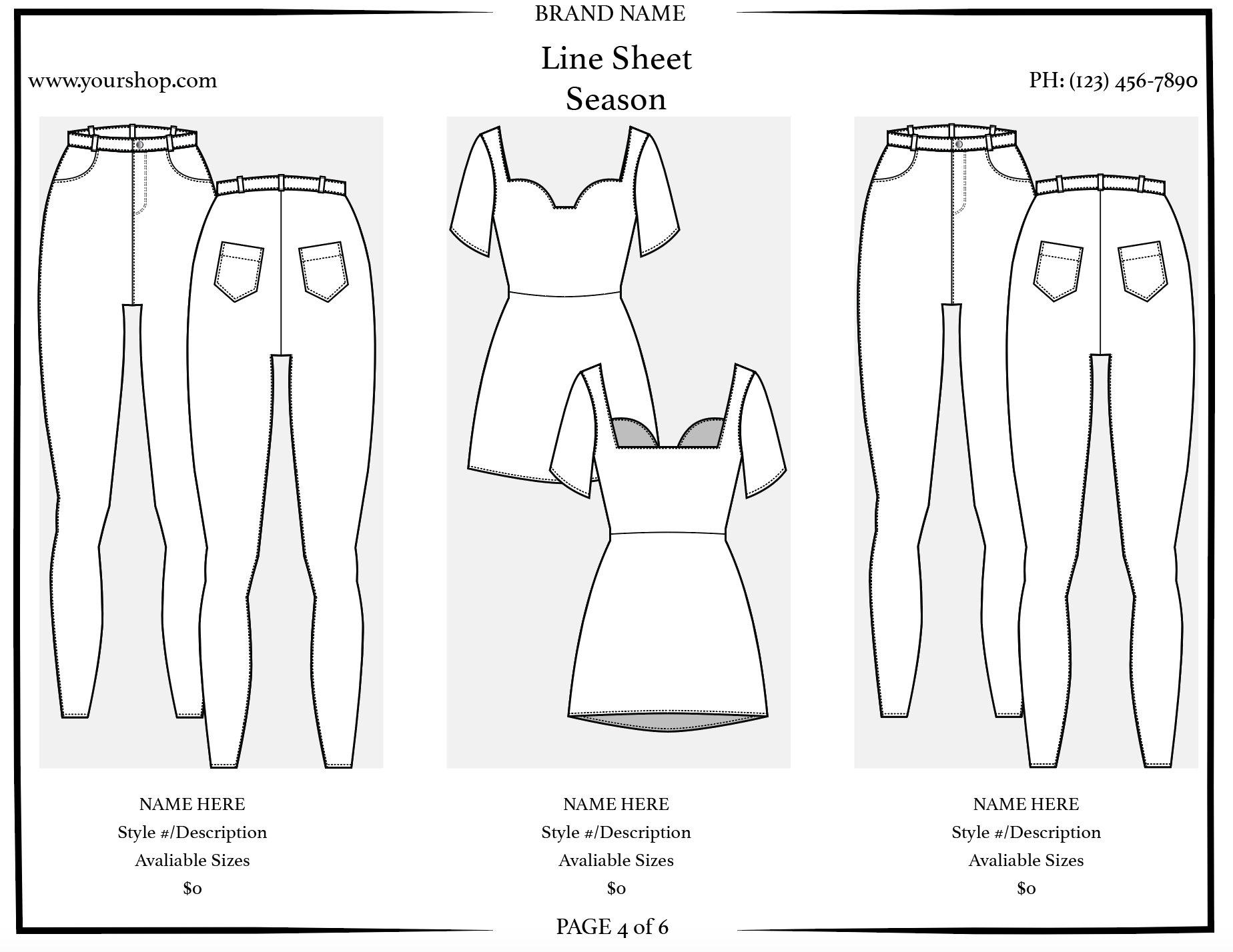 Line Sheet Template | Fashion Design | Product Catalog | Adobe ...