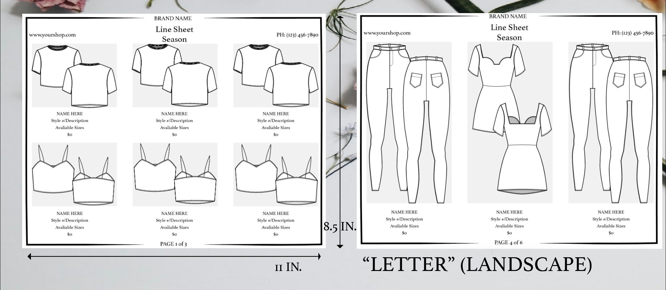 Line Sheet Template | Fashion Design | Product Catalog | Adobe ...