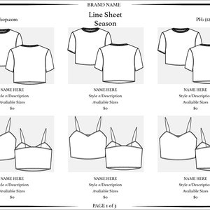 Line Sheet Template | Fashion Design | Product Catalog | Adobe ...