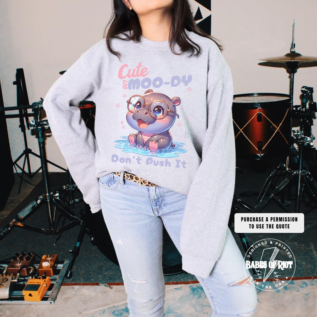Moo Deng Sweatshirt Cute but Moody Moo Deng Shirt Retro Moo Deng Meme ...