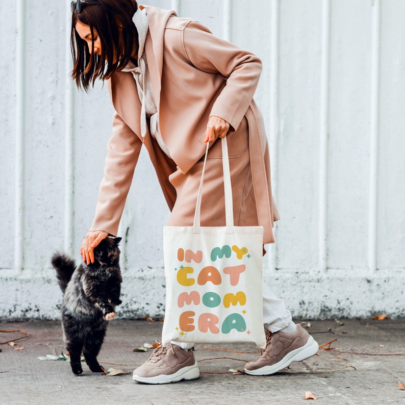 In My Cat Mom Era Canvas Bag Cat Mom Tote Bag Cat Mom Cotton Canvas ...