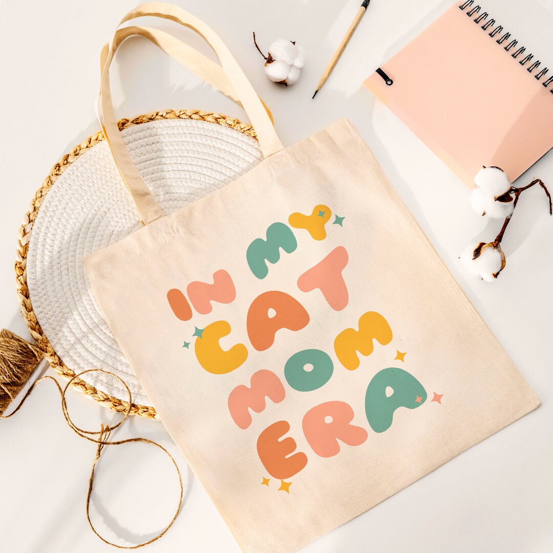 In My Cat Mom Era Canvas Bag | Cat Mom Tote Bag | Cat Mom Cotton Canvas ...
