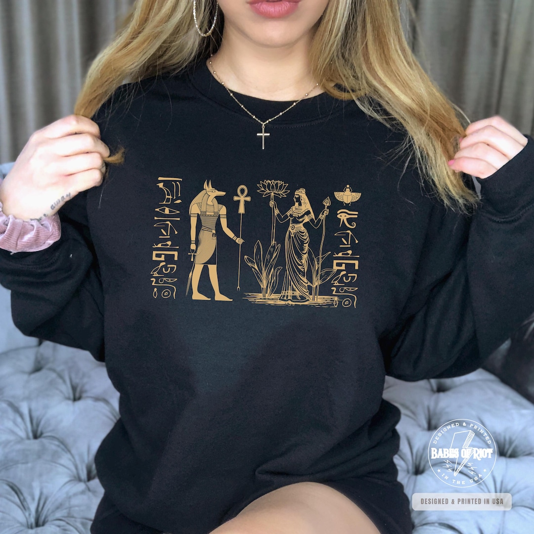 Anubis Egyptian Mythology Sweatshirt Egypt Hieroglyphs Shirt Eye of ...