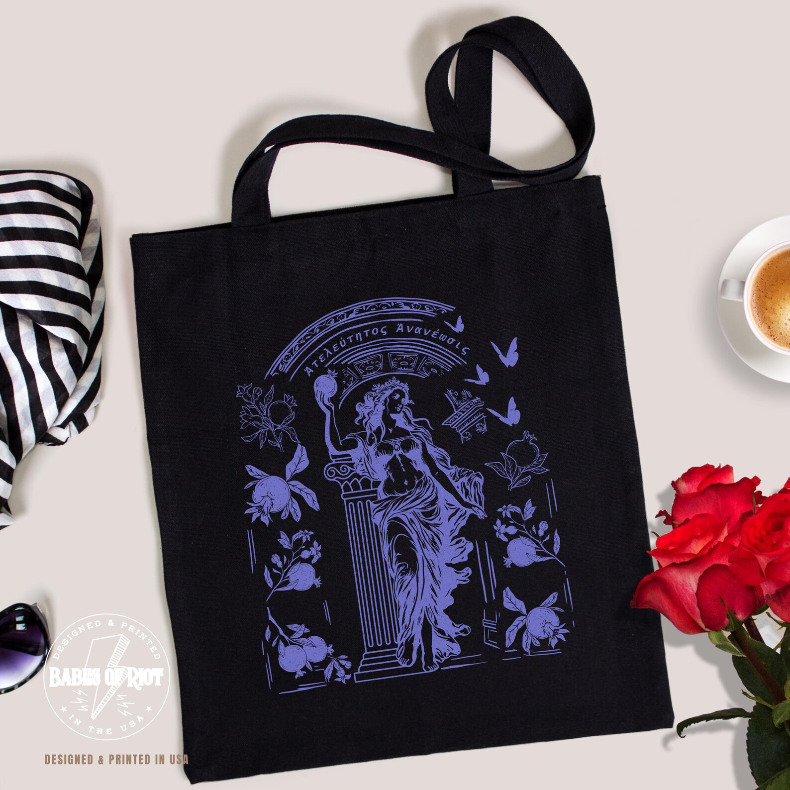 Persephone Greek Goddess Tote Mythology Core Pomegranate Tote Bag ...