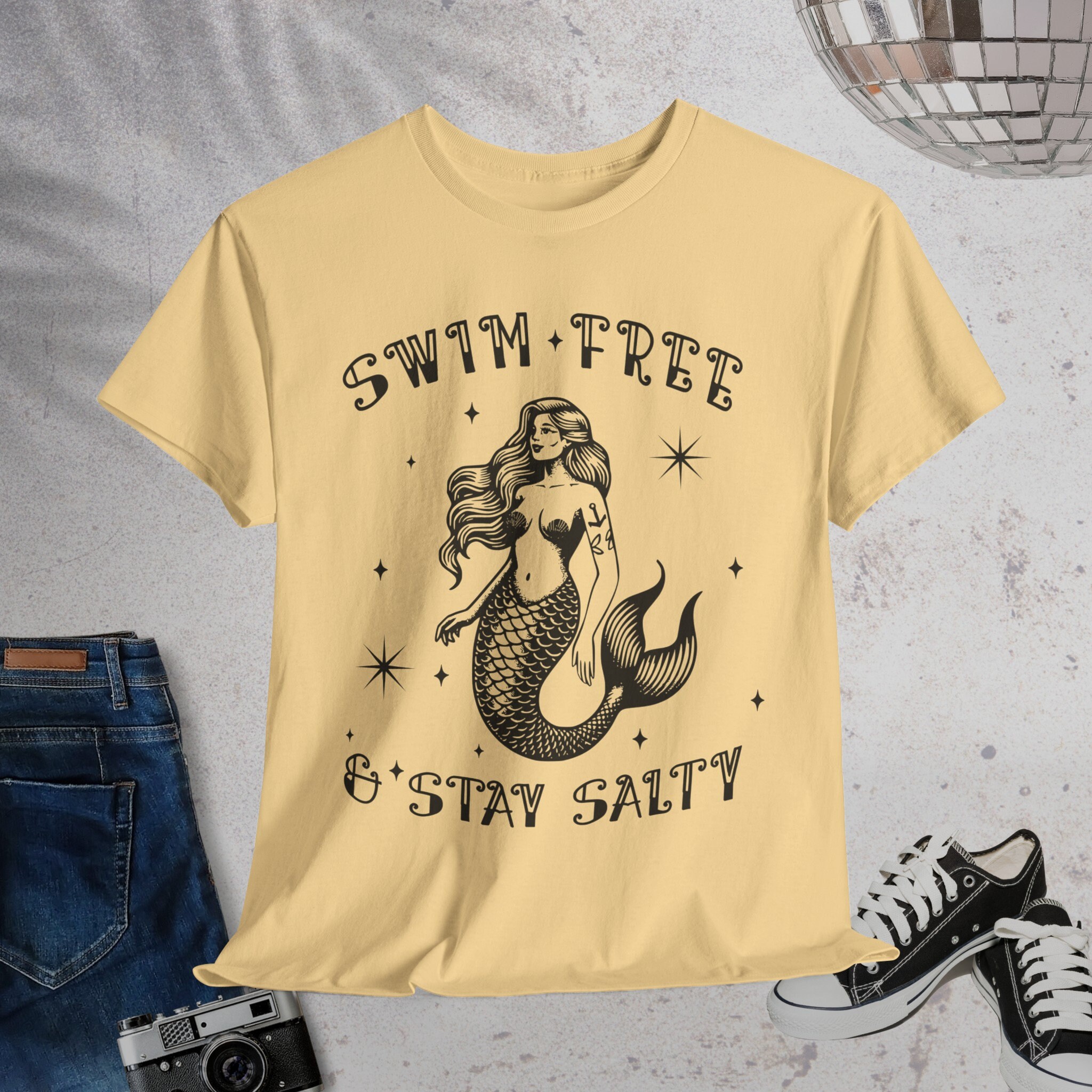 Stay Salty Tattoo Style Mermaidcore Shirt, Vintage Mermaid Shirt ...