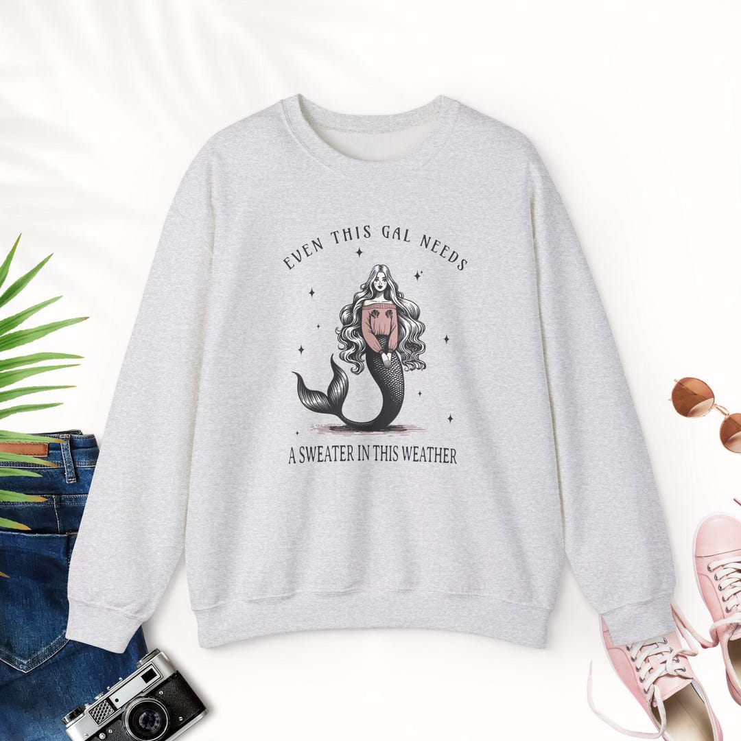 Mermaid Sweatshirt Cute Funny Fall Mermaid Siren Sweatshirt Vintage ...