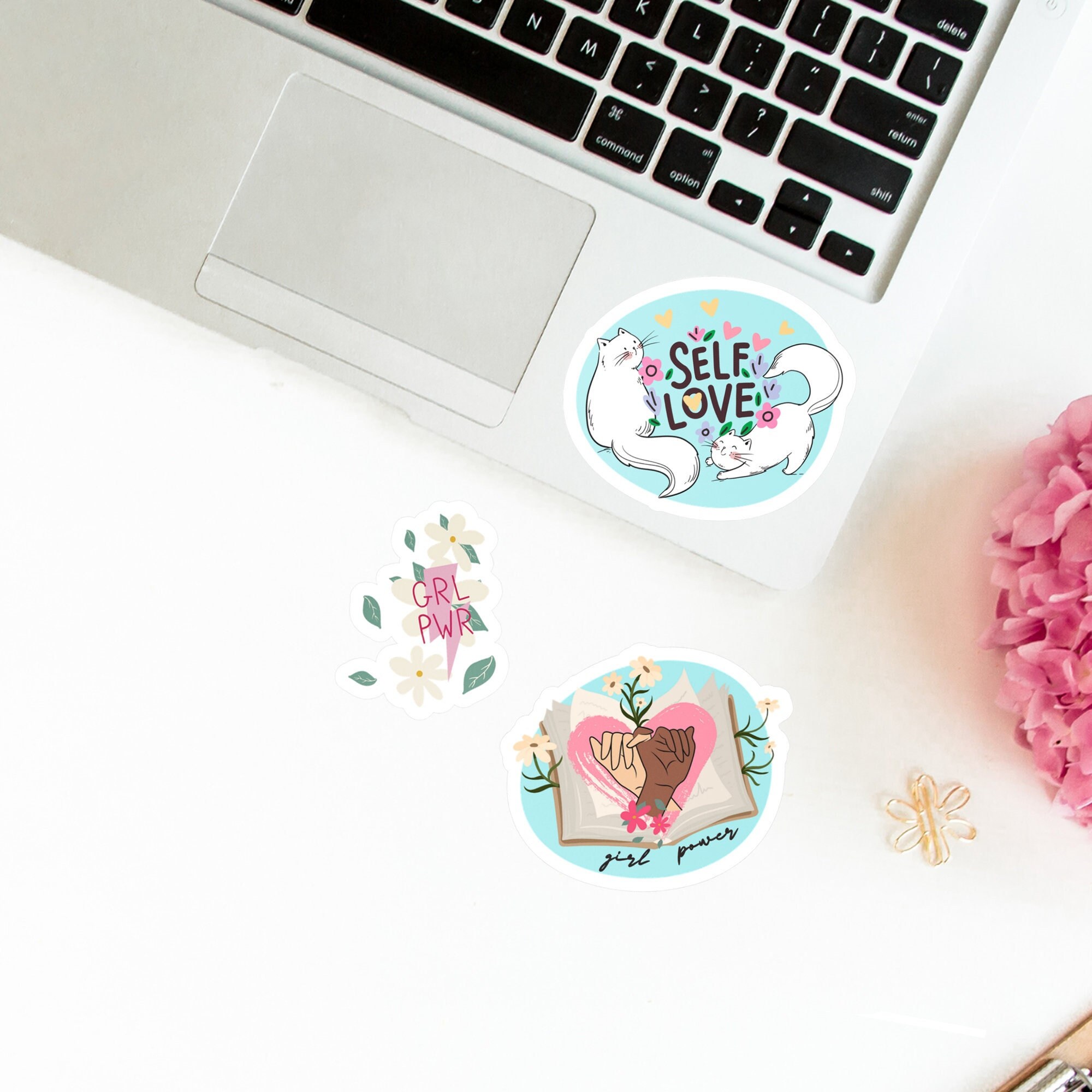 Self-love Sticker Set Cute Girl Power Stickers Set Cute Cat Stickers ...