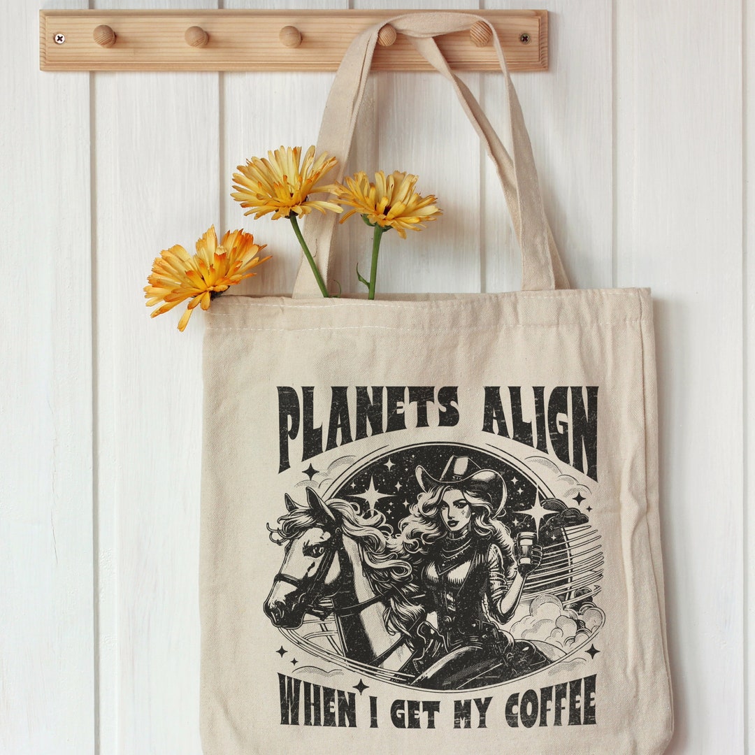 Planetary Parade Planets Align Astrology Space Cowgirl Vintage Canvas Bag Cowgirls and Coffee ...