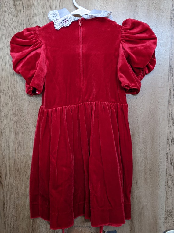 Vintage Little Girls Red Velvet Dress Size 3/4 - Gem